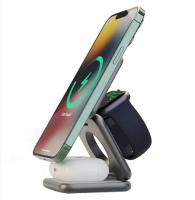 China 3 in 1 Foldable Wireless Charger Stand For iPhone 15 14 13 Holder Magnetic Fast Charging Station for sale