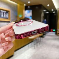 China Fashionable Girls Large Window Electroplated Magnetic Phone Cover for iPhone 14/15 Pro Max for sale