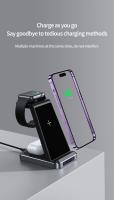 China Cellphone Earphone Smart Watch 3 in 1 Wireless Charging Station with 5V Power Output for sale