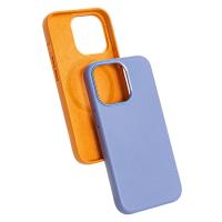 China 15 Pro Max Blue Real Leather Phone Case with Magnetic Metal Buttons and Card Flip Lanyard for sale