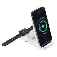 China ABS Material 15W Magnetic Quick Charging Qi-Certified Wireless Charger Stand iPhone for sale