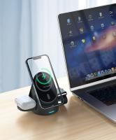 China Foldable Magnetic Wireless Charger for Watch Earphone Smart Adapter 5W 7.5W 10W 15W Black for sale