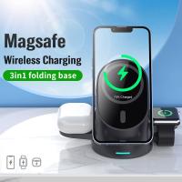 China Foldable Magnetic Wireless Charger for Watch Earphone Smart Adapter 5W 7.5W 10W 15W Black for sale