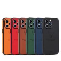 China Deer Pattern Leather TPU Mobile Phone Case for iPhone 15 Pro Max 14 Pro Camera Lens Protection for sale
