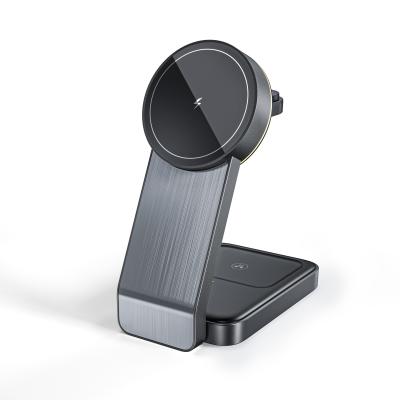 China 137mm*68mm*32mm Foldable Magnetic Aluminum 15W 3 In 1 Charger for iPhone Airpods Watch for sale