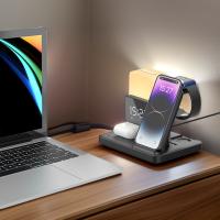 China LED Alarm Clock 6 In 1 Table Lamps with Fast Wireless Charger and Mobile Phone Holders for sale