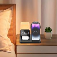 China LED Alarm Clock 6 In 1 Table Lamps with Fast Wireless Charger and Mobile Phone Holders for sale