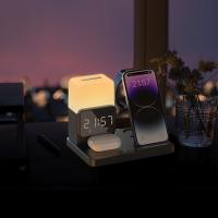 China LED Alarm Clock 6 In 1 Table Lamps with Fast Wireless Charger and Mobile Phone Holders for sale