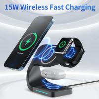 China 4 in 1 Magnetic Wireless Charger Stand for iPhone 14 15W Fast Charging Dock Station for sale