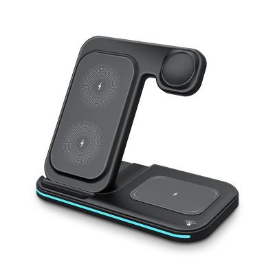 China 15W Maximum Output 3 in 1 Wireless Charging Station for Phones Airpods and Watch for sale