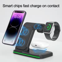 China 15W Maximum Output 3 in 1 Wireless Charging Station for Phones Airpods and Watch for sale