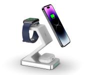 China Fast Charging Magnetic Phone Charging Stand with 3 in 1 Wireless Charger and Type C Input Design for sale