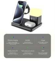 China Digital Alarm Clock 15W Fast Charger 6 In 1 Wireless Charger with 9V-1.67A Input for sale