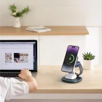 China White 15W 3 In 1 Wireless Charging Station for Smart Watch and Earphone Connect Type C for sale
