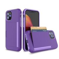 China Solid Color 3-in-1 Mobile Phone Case Luxury TPU PC Card Wallet Cover for iPhone 11 2019 for sale