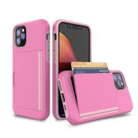 China Solid Color 3-in-1 Mobile Phone Case Luxury TPU PC Card Wallet Cover for iPhone 11 2019 for sale