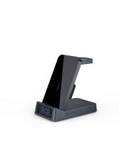 China Multifunctional Desktop Portable Wireless Charger Stand With Alarm Clock And Night Light 6 In 1 for sale