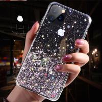 China Solid Color TPU Cover Cell Transparent Glitter Epoxy Phone Case for iPhone 11 Pro Max for sale