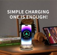 China Desktop Deco 15W Night Light Magnetic Wireless Car Charger With Sleep Light Black Output 9V 2A for sale