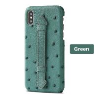 China Luxury Handmade Ostrich Skin Leather Phone Back Case for iPhone XS Max 100% Test for sale
