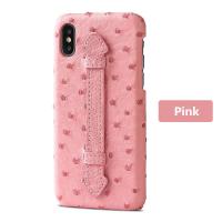 China Luxury Handmade Ostrich Skin Leather Phone Back Case for iPhone XS Max 100% Test for sale