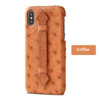 China Luxury Handmade Ostrich Skin Leather Phone Back Case for iPhone XS Max 100% Test for sale