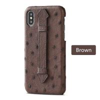 China Luxury Handmade Ostrich Skin Leather Phone Back Case for iPhone XS Max 100% Test for sale