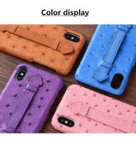 China Luxury Handmade Ostrich Skin Leather Phone Back Case for iPhone XS Max 100% Test for sale