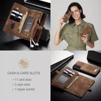 China Luxurious Leather Zipper Magnetic Wallet Card Mobile Phone Case Samsung S22 Plus for sale