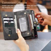 China Luxurious Leather Zipper Magnetic Wallet Card Mobile Phone Case Samsung S22 Plus for sale