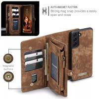 China Luxurious Leather Zipper Magnetic Wallet Card Mobile Phone Case Samsung S22 Plus for sale