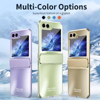 China Samsung Zflip5 Foldable Screen Luxury Phone Cases Shockproof Electroplate PC Cover Green for sale