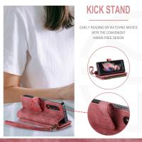 China Vintage Card Wallet Phone Case For IPhone 14 Pro Max And Samsung Z Fold 5 In Red Leather for sale