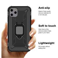 China iPhone XI Carbon Fiber Ring Magnetic Car Mount Protection Cover Back Cover Phone Case for sale