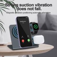 China 15W 3 in 1 Wireless Charger Magnetic Wireless Charger Stand for Mobile Phone for sale