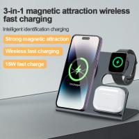 China 15W 3 in 1 Wireless Charger Magnetic Wireless Charger Stand for Mobile Phone for sale