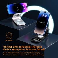 China Desktop 3 In 1 Wireless Charger Stand Magnetic Suction 15W Wireless Charger For Mobile Phone for sale
