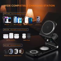 China Desktop 3 In 1 Wireless Charger Stand Magnetic Suction 15W Wireless Charger For Mobile Phone for sale