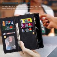 China Back Cover For Iphone 15 Pro With Hanging Rope 15 Ultra Luxury Wallet Case Card Magnetic Holder TPU Leather Phone Case for sale