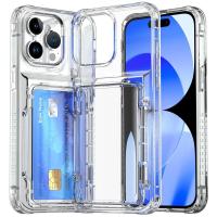 China Shockproof Air Corner Clear TPU PC Card Slot Back Cover For iPhone 15 14 13 Pro Max Transparent Phone Case for sale