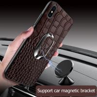 China Genuine Leather Magnetic Ring Crocodile Mobile Phone Case for iPhone 14 Pro Max for sale