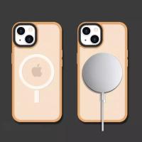 China Iphone 13 Promax Clear Magnetic Mobile Phone Cases with Frosted Magnetic Ring Metal Button and TPU for sale