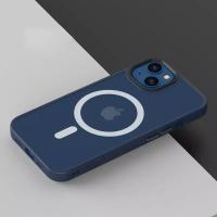China Iphone 13 Promax Clear Magnetic Mobile Phone Cases with Frosted Magnetic Ring Metal Button and TPU for sale