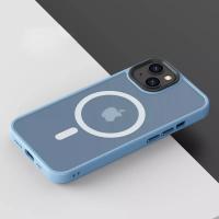 China Iphone 13 Promax Clear Magnetic Mobile Phone Cases with Frosted Magnetic Ring Metal Button and TPU for sale