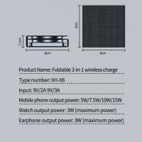 China Portable 3 in 1 Wireless Charger Foldable Design for Phone Watch and Earphone 15W Fast Charging for sale