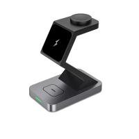 China 15W Fast Charge 3 In 1 Wireless Charger Stand for iPhone Watch Earphone Aluminum Alloy Protection for sale