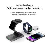 China 15W Fast Charge 3 In 1 Wireless Charger Stand for iPhone Watch Earphone Aluminum Alloy Protection for sale