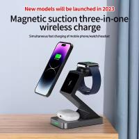 China 15W Fast Charge 3 In 1 Wireless Charger Stand for iPhone Watch Earphone Aluminum Alloy Protection for sale