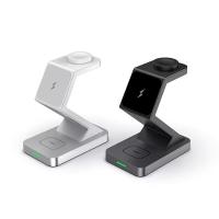 China 15W Fast Charge 3 In 1 Wireless Charger Stand for iPhone Watch Earphone Aluminum Alloy Protection for sale
