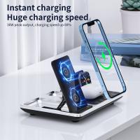 China Phone Watch and Earpods Wireless Charger Stand 4 in 1 with 5W/3W/15W Output for sale